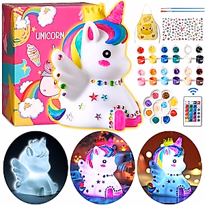 Paint Your Own Unicorn Lamp Kit Plush Toy Black Cat Light-Up Cat Terrarium Kit for Kids Black Cat Plush Toy Creative for Girls Age 4-6 Easter Gifts for Kids - Arts and Crafts for Kids 4 Years+