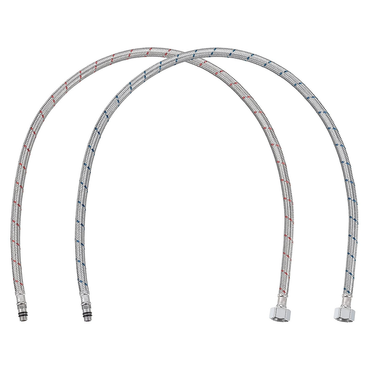 uxcell 39Inch Long Faucet Supply Line Connector, 2pcs G1/2 Female Compression Thread x M10 Male Connector Braided Short 304 Stainless Steel Water Supply Hose Line