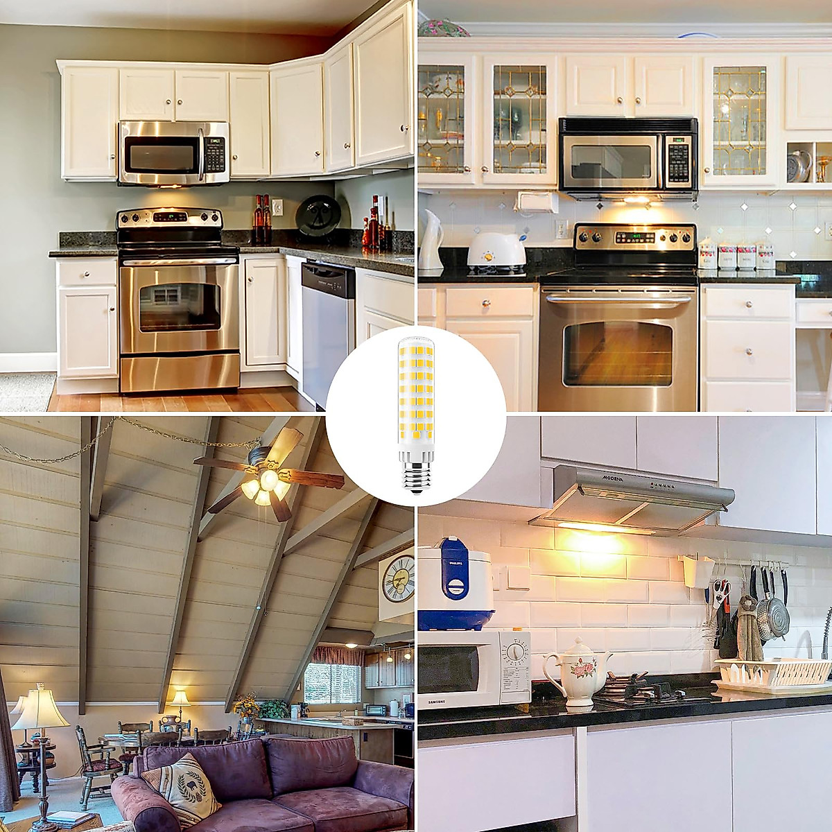 TAIYALOO E17 LED Bulb Dimmable, 10W Microwave Oven Bulb, Warm White 3000K, 100W Halogen Bulb Replacement for Stove Top, Range Hood, E17 Intermediate Base Appliance Light Bulb (2 Pack)