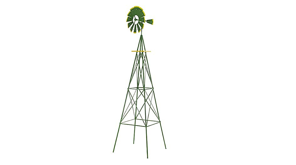 XtremepowerUS 8FT Green Metal Windmill - Durable Garden Decor