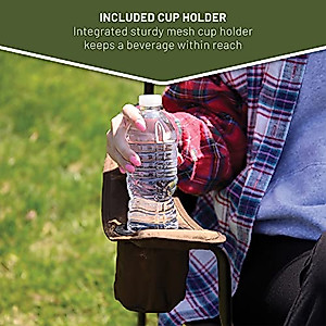 TIMBER RIDGE Collapsible Armrests Cup Holder & Carry Mat & Pet Leash Heavy Duty Foldable Chair for Outdoor Lounge Lawn Beach, Support 300 lbs, Earth Brown