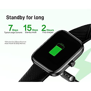 Smart Watch for iPhone Compatible Android Samsung, Fitness Tracker with Heart Rate Sleep Blood Oxygen Monitor Step Counter, IP68 Waterproof for Men Women Touch Screen Black