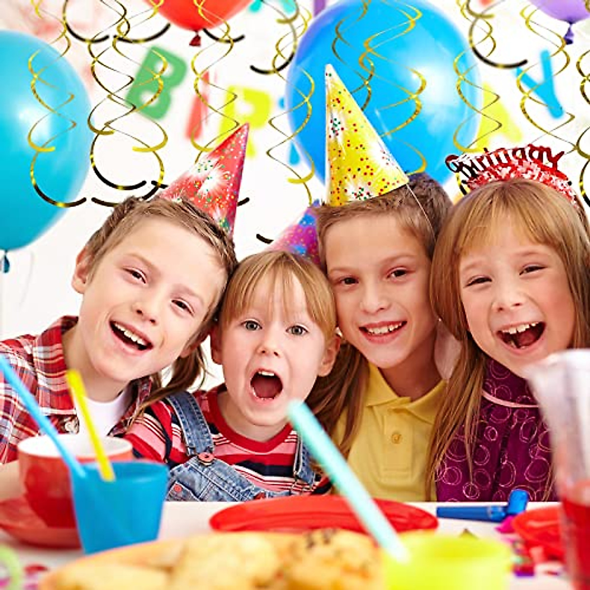 30 Pcs Gold Hanging Swirl Party Decorations,Sparkle Gold Birthday Ceiling Decorations,Streamers for Wedding Party Anniversary Graduation Christmas (Gold)