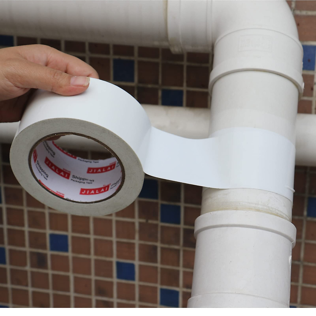 JIALAI HOME 3 Pack Heavy Duty White Duct Tape, 2 Inches x 30 Yards, 8.27 mil, Strong, Flexible, No Residue, All-Weather and Tear by Hand - for Repairs, Industrial, Professional Use