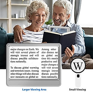 NZQXJXZ 5X Magnifying Glass for Reading Full Large Page Viewing Area Magnifier Lightweight Handheld Magnifier for Reading Seniors and Low Eyesight Person Silver