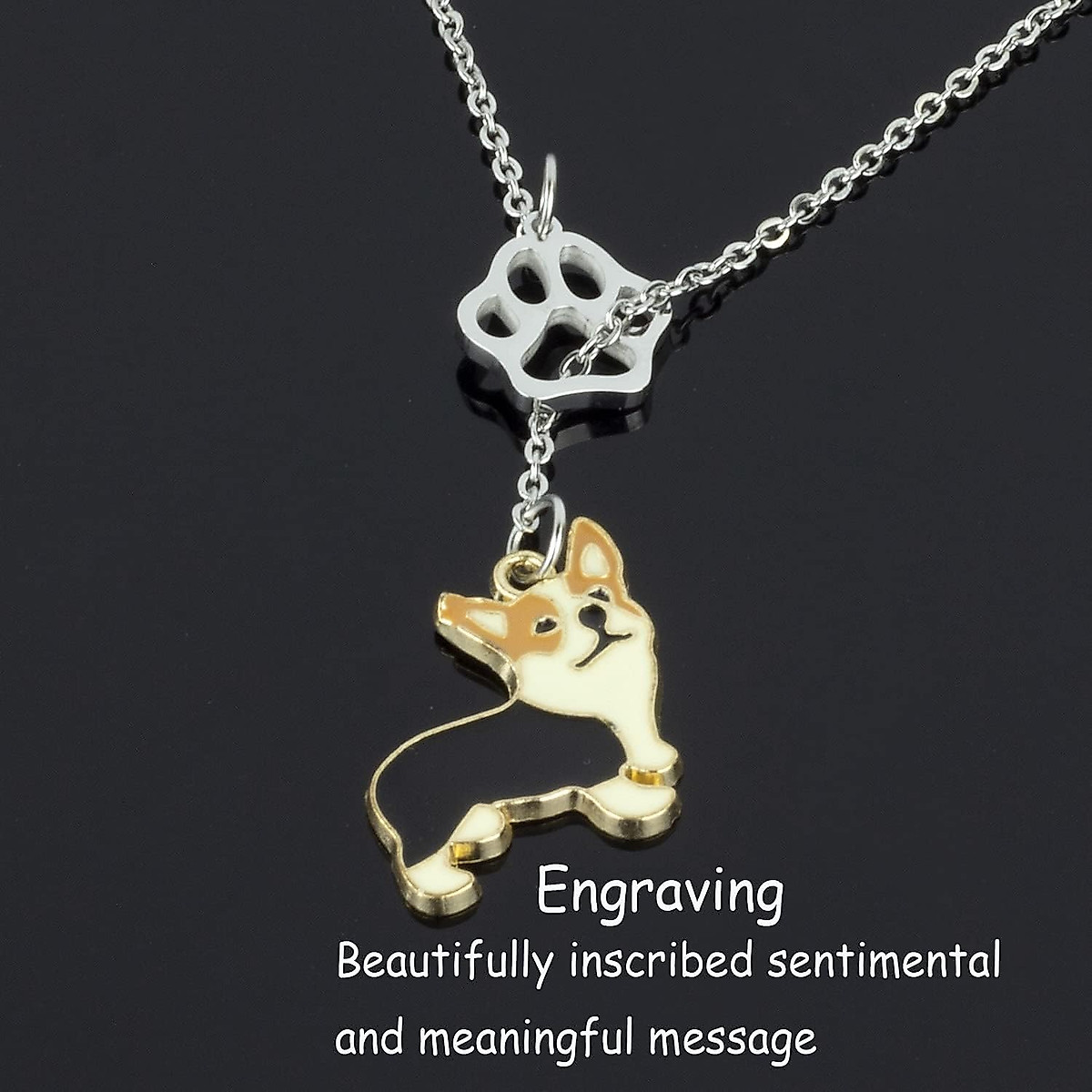 Kivosliviz Corgi Gifts Necklace for Women Corgi Mom Merchandise Corgi Dog Lovers Necklaces Stuff Corgis Charm Merch Jewelry Corgi Necklace