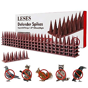 LESES Bird Spike Pigeons Spikes Raccoon Spikes Cat Spikes Outdoor Plastic Security Fence Spikes of 12 Pack [16.5 FT]