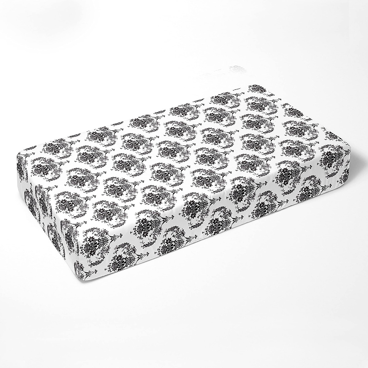 Bacati- Classic Damask White/Black Crib Fitted Sheet