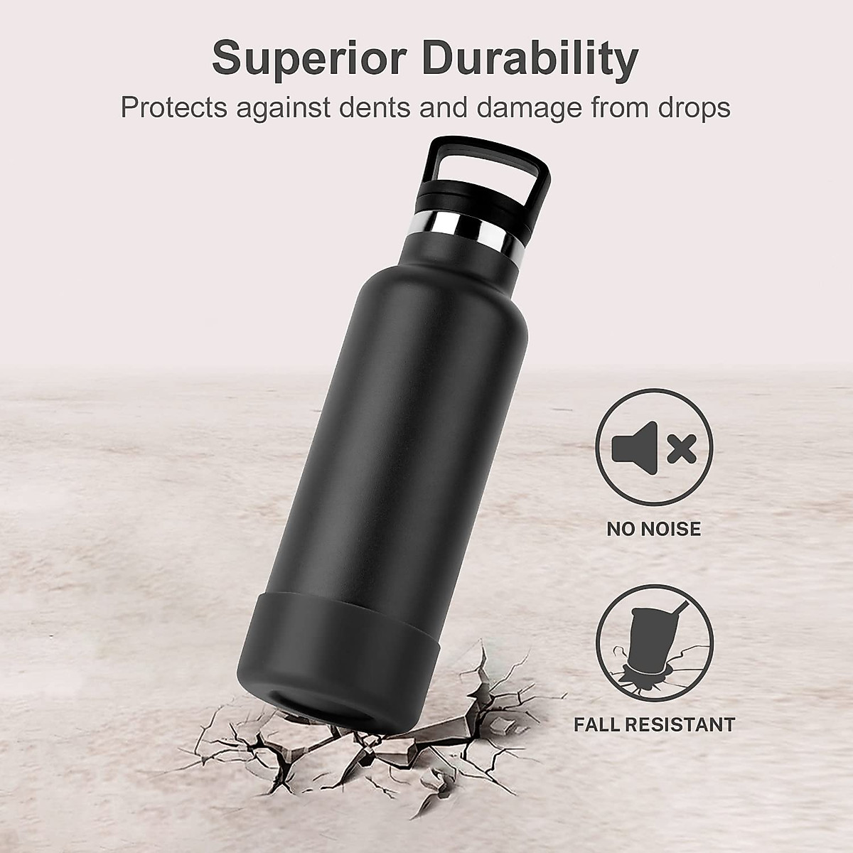 Mollcity 16 oz Water Bottle Stainless Steel Vacuum Insulated Water Bottle for Kids Back to School-Sports Water Flask with Wide Handle (Navy)