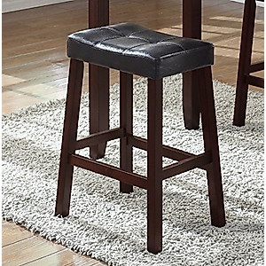 Roundhill Furniture 3-Piece Counter Height Glossy Print Marble Breakfast Table with Stools