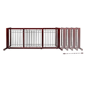 Bonnlo Free Standing Pet Gates for Dogs Indoor Dog Fence, Solid Wooden Dog Gates for The House,Doorways and Stairs, Doggie Gates for Indoors Adjustable from 40" to 71" Wide