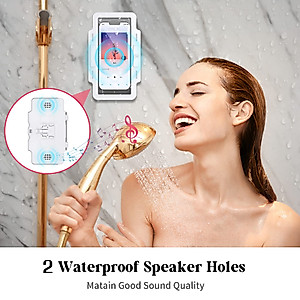 Shower Phone Holder Waterproof 480°Rotation Shower Phone Case Bathroom Wall Mount Phone Holder Adhesive Phone Mount for Shower Wall Mirror Kitchen for iPhone 14 13 12 Pro Max XS XR All 4" - 7" Devices