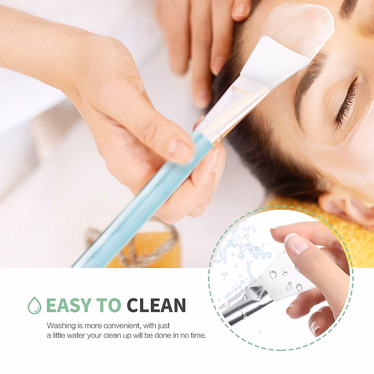 Teenitor Facial Mask Mixing Bowl Set, DIY Facemask Mixing Tool Kit with Silicon Face Mask Brush Facial Mask Bowl Stick Spatula Gauges Puff, Pack of 8, Green