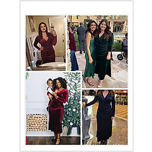 ZABERRY Burgundy Velvet Dress for Women Wedding Guest Ruched Winter New Years Eve Christmas Evening Party Dresses