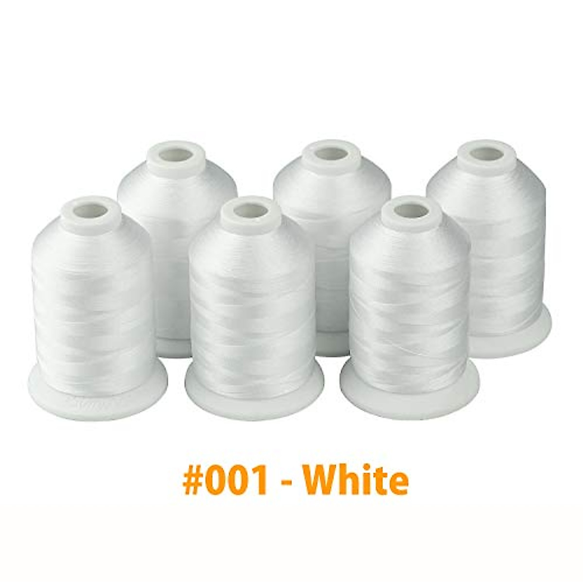 Simthread 6 Polyester White Machine Embroidery Threads 1000M(1100Yards) for Brother, Babylock, Janome, Pfaff, Singer, Bernina and Other Home Machines (White)