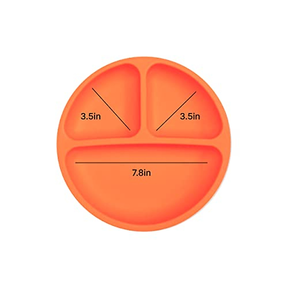 PlusLove Silicone Suction Plate– 100% Silicone Baby Plate, Toddler Plate, Kid Plates, Divided Plate With Suction Feature |Baby Led Weaning Plate| 3 Pack (Orange, Yellow, Teal, With Lids)