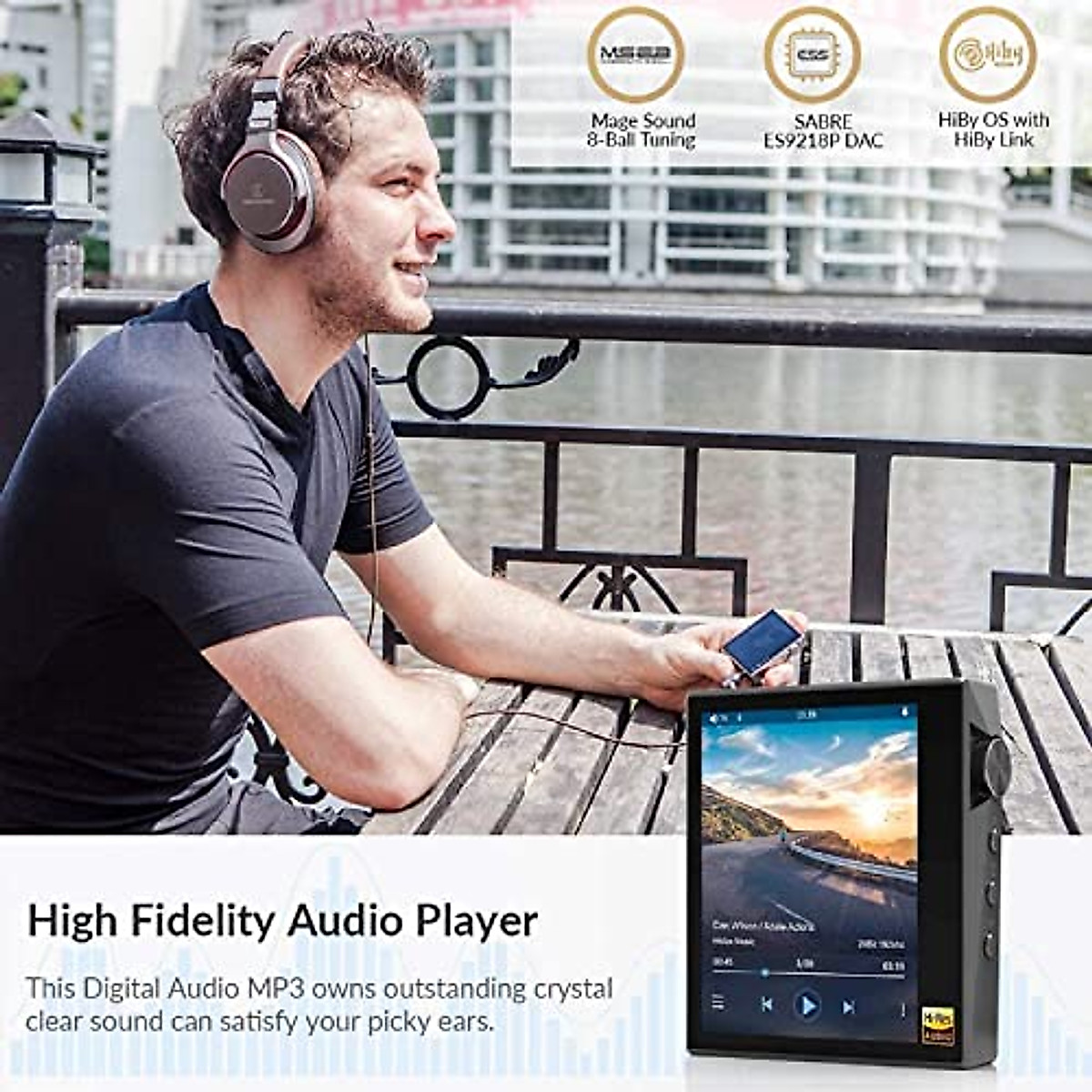 HIDIZS AP80 High Resolution Lossless MP3 Music Player with LDAC/aptX/FLAC/Hi-Res Audio/FM Radio, Hi-Fi Bluetooth Audio Player with Full Touch Screen (Black)