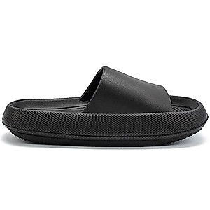 Axcone Womens Shower Slippers Pillow Slides Cloud Cushion for Mens Massage Foam Bathroom Shoes Female House Slipers Pool Beach Spa House Garden Sandals for Ladies Male Sandles Black 44-45