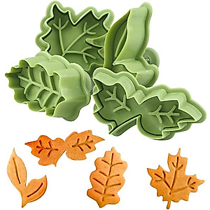 Cake Leaves Baking Pie Crust Mold Cookie Cutters, Pastry/Fondant Stampers/Apple Pie for Thanksgiving, Set of 4 (Random Color)