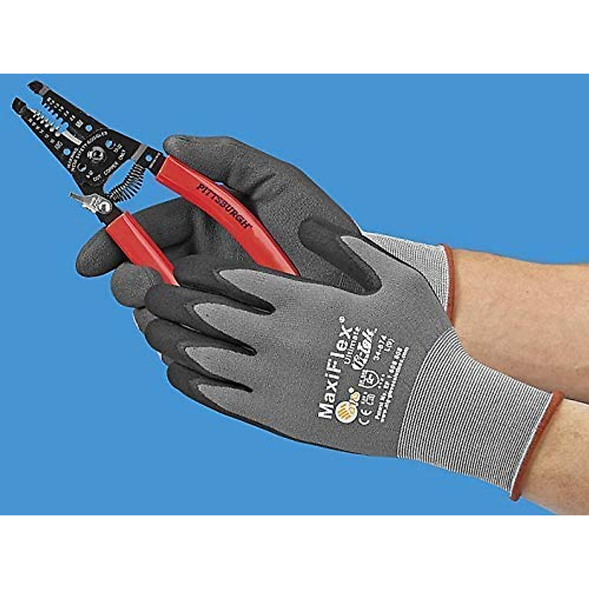 ATG 34-874/S MaxiFlex Ultimate - Nylon, Micro-Foam Nitrile Grip Gloves - Black/Gray - Small - 12 Pair Per Pack