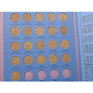 Lincoln Cents Varies 1941 to 1958-D Lincoln Wheat Cents in Whitman Folder Average Circulated Various Grades