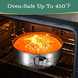 E-Gtong Springform Pan, Stainless Steel Springform Cake Pan, Leakproof & Nonstick Cheesecake Pan, 4" 7" 9" Round cake Pan with 50 Pcs Paper Liners and 7 Pcs Piping Tips