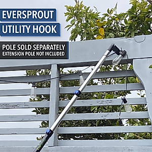 EVERSPROUT Utility Hook | Installing and Hanging Christmas Lights, Bird feeders, Reaching High Places | Lightweight, Fits on 3/4 inch Acme Thread Pole Tips (Hook Only, No Pole)