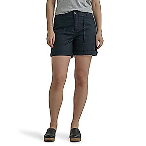 Lee Women's Plus Size Legendary High Rise Relaxed Fit Rolled Short, Black, 20W