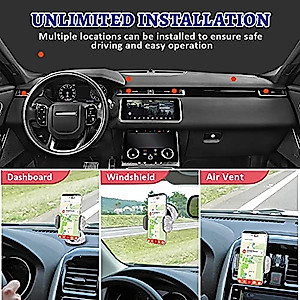 Dashboard Phone Holder Bling Phone Mount for Car,Car phone holder Mount with One More Air Vent Base,Phone Holder Car Accessories,Universal Car Phone Holder Mount for Windshield and Air Vent,Silver