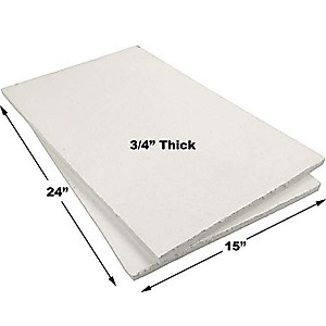 Lynn Manufacturing Ceramic Fiber Board Insulation, 2300F-Rated, 15" x 24" x 3/4", Pack of 2, for Boiler, Stove, Forge, Kiln, Baffle Board, 1022