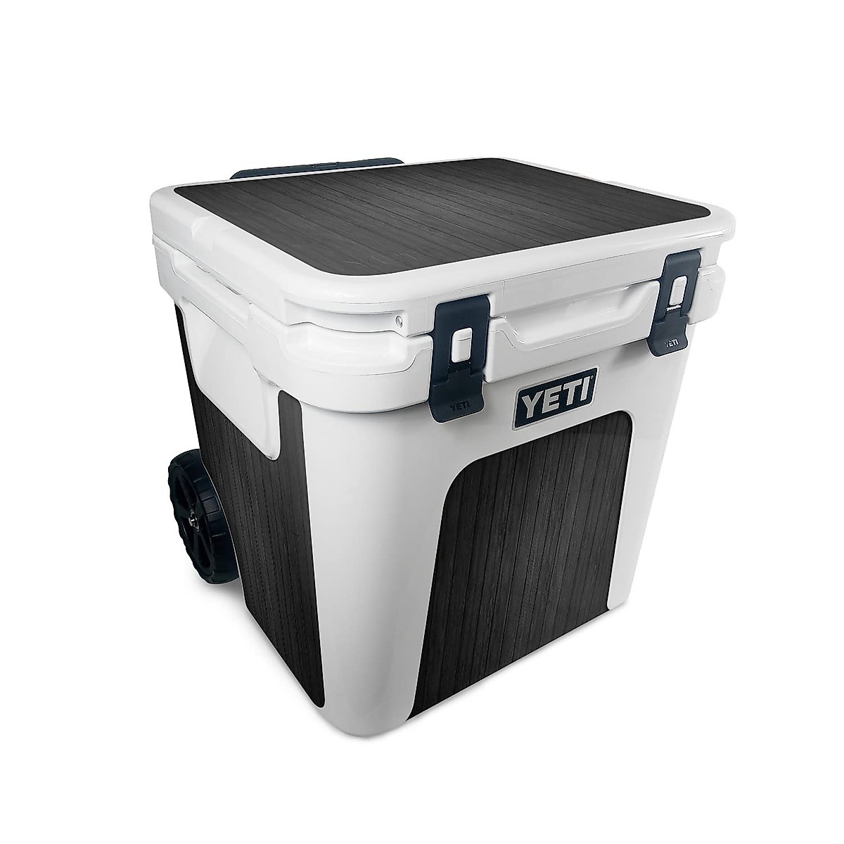 MightySkins Skin Compatible with Yeti Roadie 48 Wheeled Cooler - Black Wood | Protective, Durable, and Unique Vinyl Decal wrap Cover | Easy to Apply, Remove, and Change Styles | Made in The USA