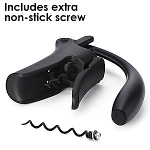 KEISSCO Compact Wine opener Vertical Lever Corkscrew Wine Bottle Opener with Foil Cutter & Extra Screw