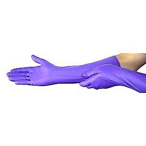 HALYARD Purple Nitrile MAX Exam Gloves, Textured Palm/Fingertips, Powder-Free, 11.8 mil, Extended 16" Cuff, Purple, X-Large, 44995 (Case of 400)