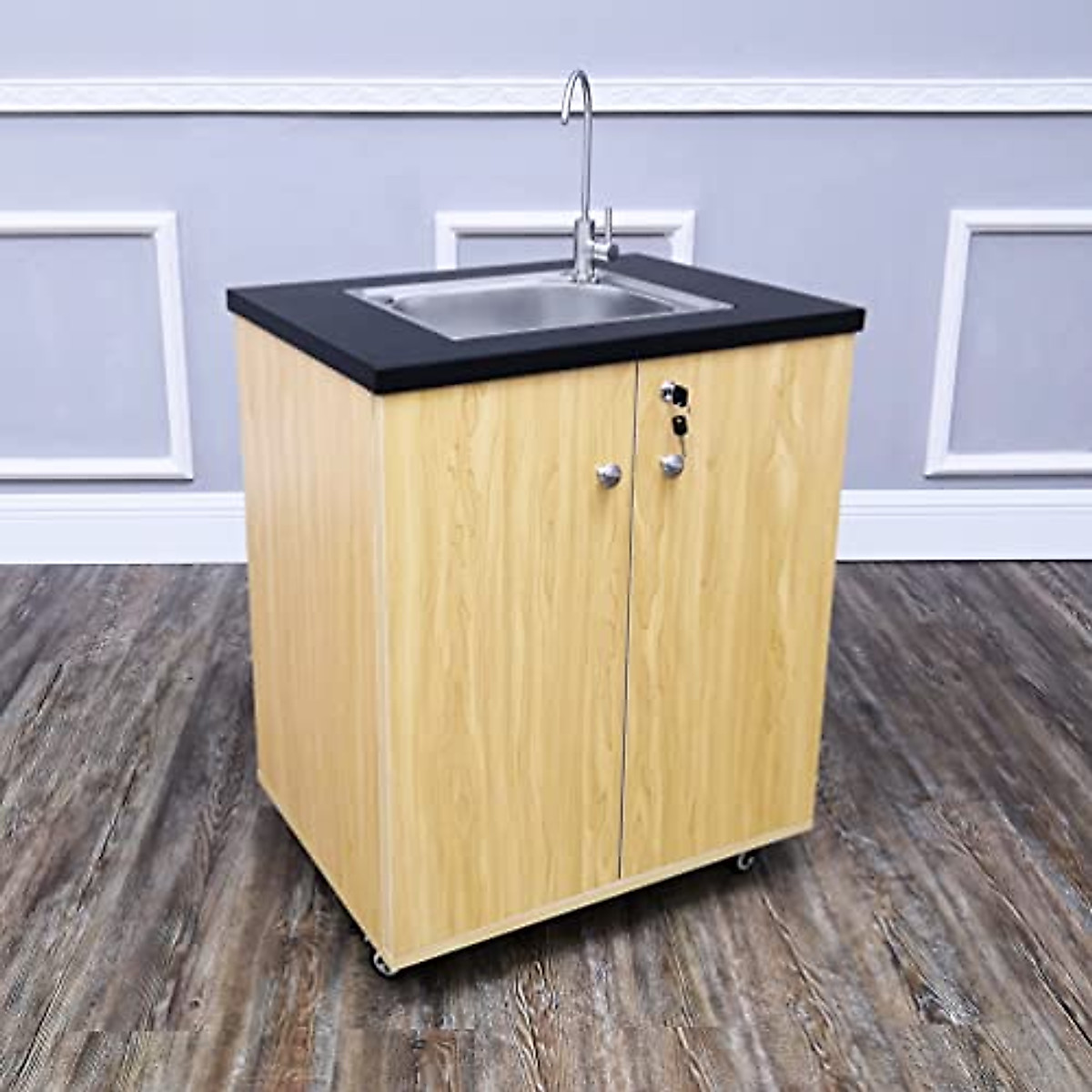 FixtureDisplays Portable Sink Self Contained Hand Wash Station Mobile Sink Water Fountain Portable Sink Water Supply w/Pump 110V Power Caulk All Places to Water Proof 10122-NPF