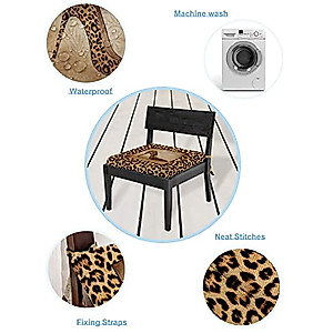 Leopard Print Chair Cushion Covers, Removable Stretch Non-Slip Chair Seat Covers, Washable Elastic Furniture Slipcovers Protector Indoor Outdoor Use 2 Pieces, Brown Animal Texture High Heels