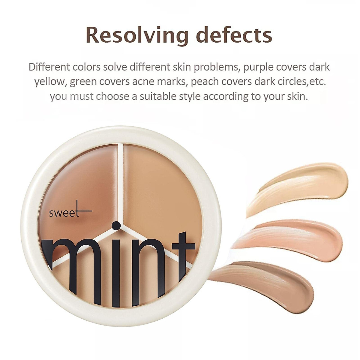 Tri-Color Concealer Make Up Concealer Foundation for Dark Skin Cover Spots Acne Marks Full Coverage Concealer Highlight Contours Waterproof Long Lasting Concealer Palette