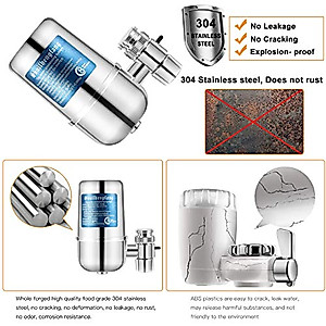 Faucet Water Filter, Stainless Steel Water Purifier with ACF Filter Element, Reduce Chlorine Speedy Flow-Double Outlet Faucet Filtration Design to Improve Hard Wate rFor Faucets-Fits Standard Faucets