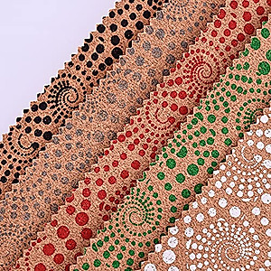 Cork Fabric Faux Leather Sheets LOOGOOL 5PCS A4 Sheet 8x12 inch Spin Spiral Printed Fabric for Bags Earrings DIY Craft Decoration
