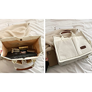 Tote Bag for Women Fashion Corduroy Handbags Casual Hobo Messenger Bag Canvas Shoulder Bag with Multi-pocket