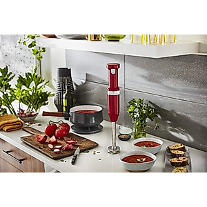 KitchenAid Cordless Variable Speed Hand Blender with Chopper and Whisk Attachment - KHBBV83, Empire Red, 1 Liter