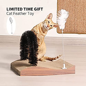 FUKUMARU Cat Self Groomer, 2.0 Version Cat Arch Face Scratcher with Scratcher Pad, Cats Back Grooming Massager Toy Brush for Indoor Kitten and Small Dog