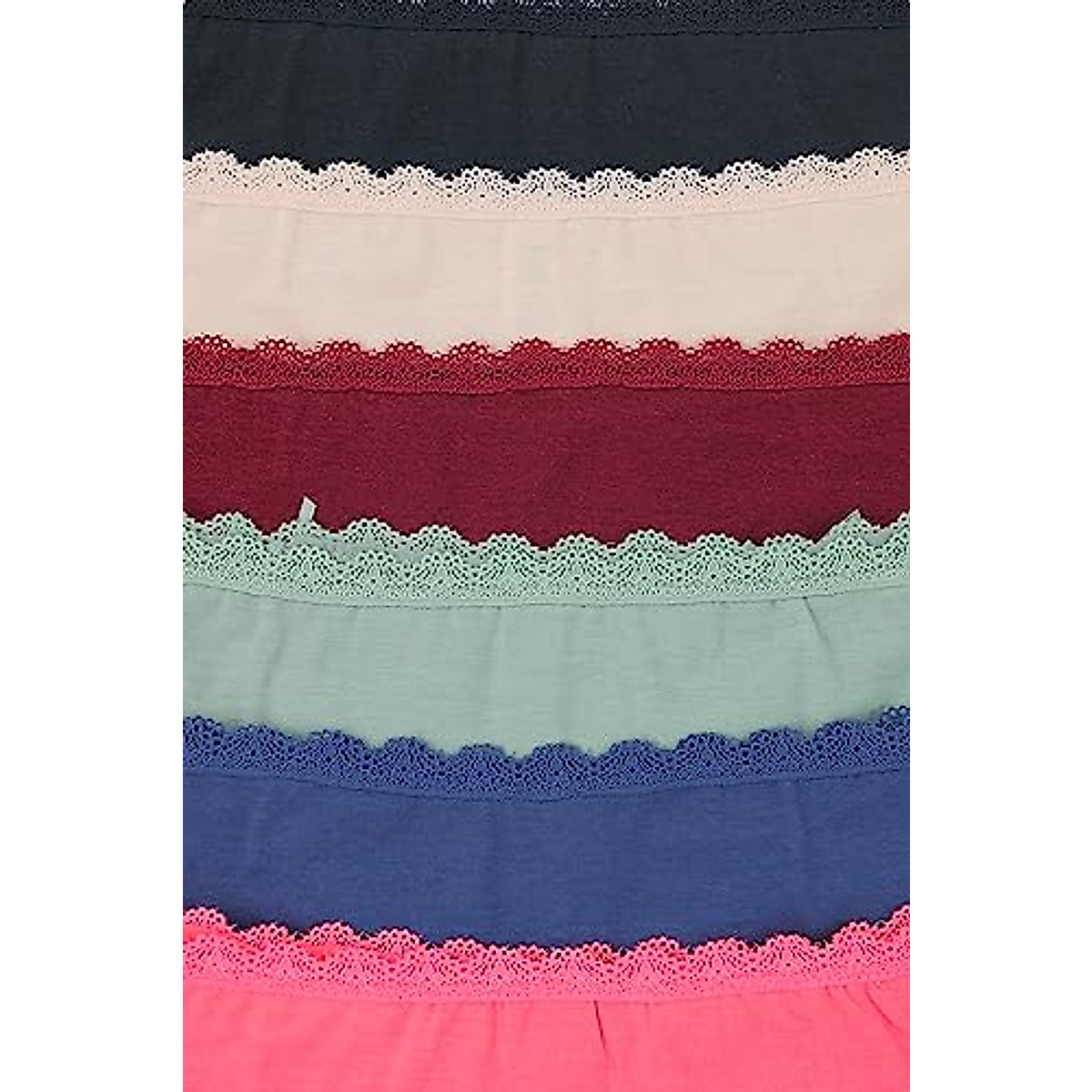 ToBeInStyle Women's 6 Pack Lacey Edge 2 Cotton Hipster Panties - Medium