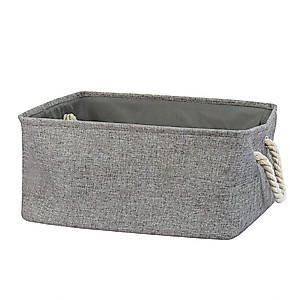 uxcell Fabric Storage Basket with Dual Handles, Collapsible Storage Bins for Toys Laundry Clothes Storage, Home Organizer for Bedroom Office Closet Gray Small