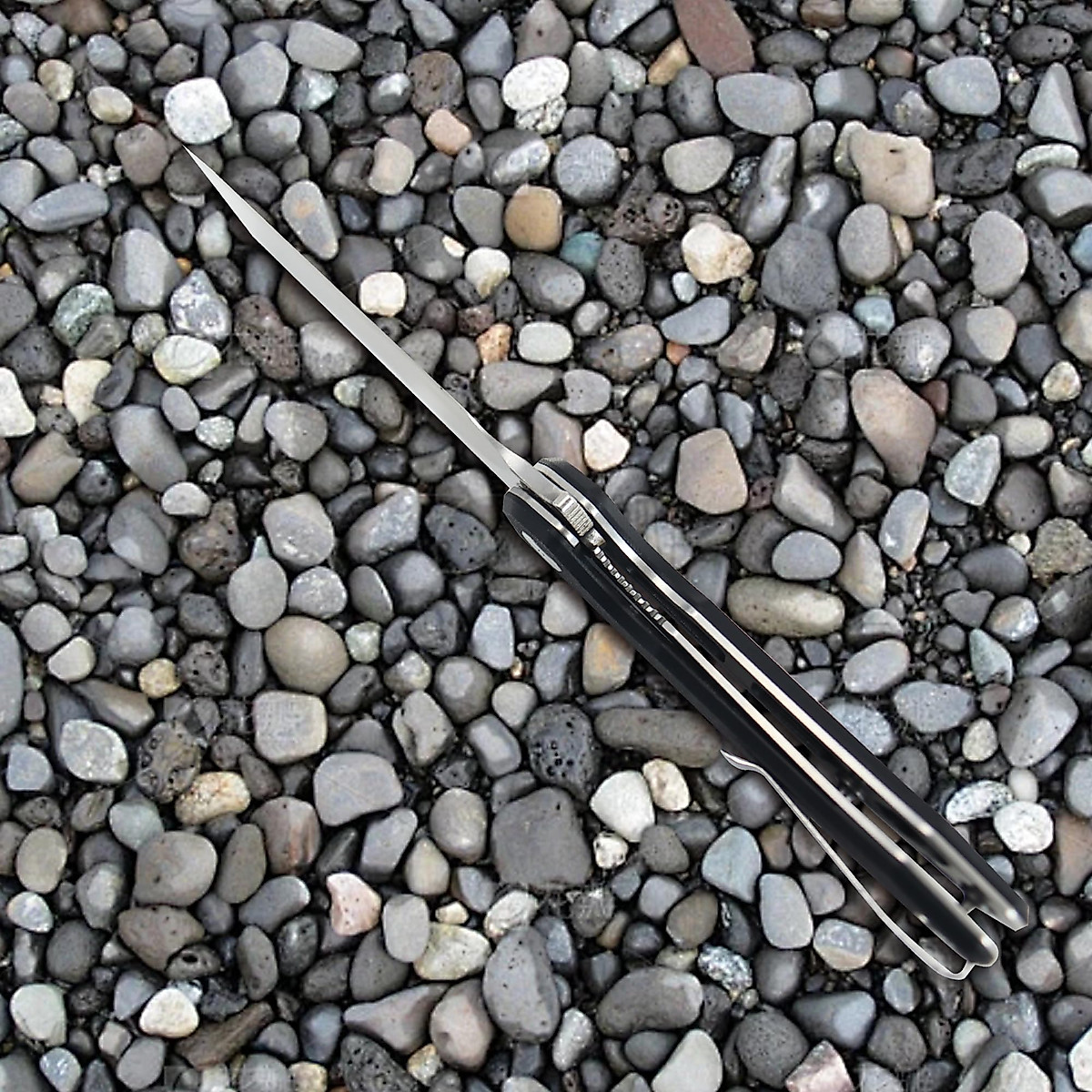 ALBATROSS Bigger Wider Flipper Pocket Folding Knife, 3.5" D2 Steel Satin Blade, 4.5" G10 Handle, Liner Lock, Nylon Bag，FK058 (Black)