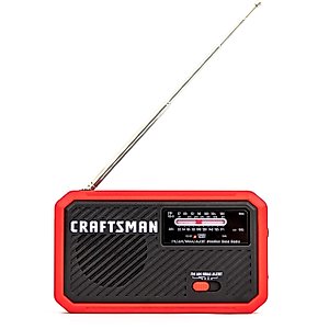 CRAFTSMAN Emergency Weather Alert Radio with Battery Backup, Phone Charger, Integrated Hand Crank/Solar Charging & LED Flashlight CMXZRAZW822