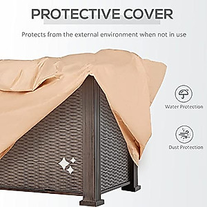 Outsunny 42" Propane Fire Pit Table, 50,000 BTU Wicker-Effect Auto-Ignition Gas Fireplace Fire Pits with Ceramic Tabletop, Steel Base, Lid, Lava Rocks and Cover, CSA Certification, Grey