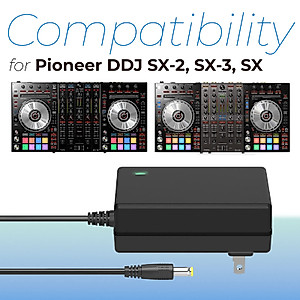 Antoble 6.6ft Cord 5V 3A AC Adapter Wall Charger for Pioneer Pro DDJ-SX2 DDJSX2 DJ Controller Power Supply