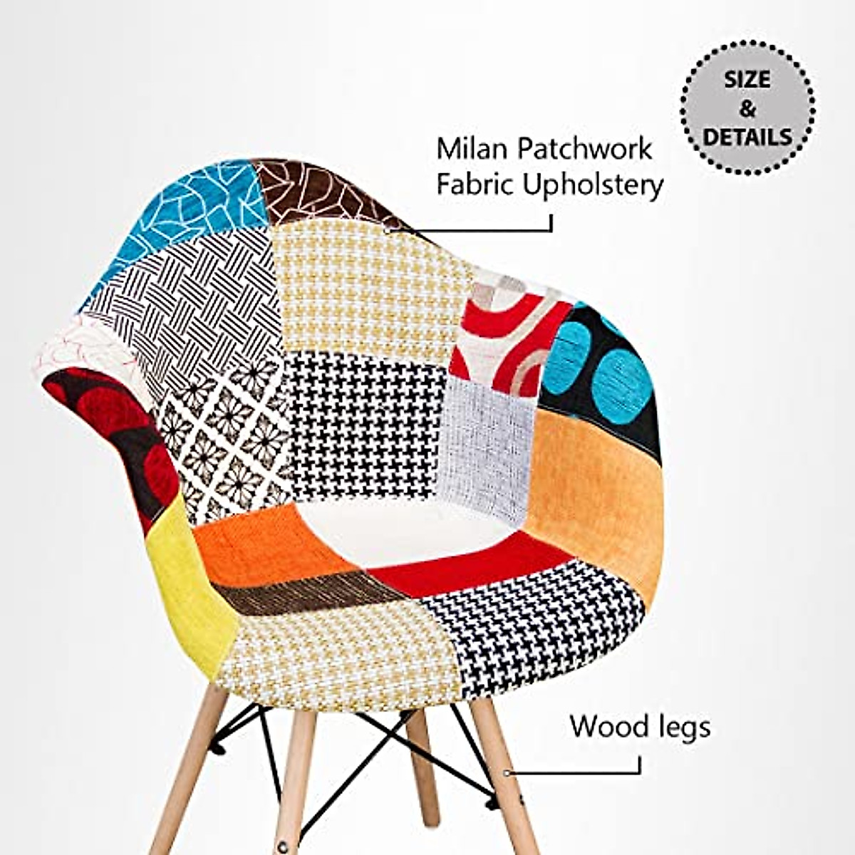 Aron Living Pyramid 17.5" Cotton and Wood Armchairs in Multi-Color (Set of 2)