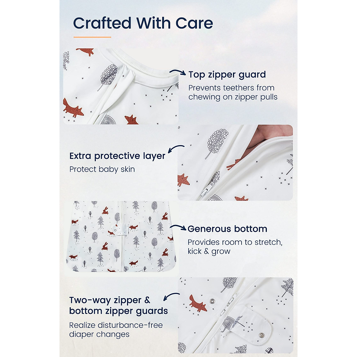 TotAha Light Baby Sleep Sack, Stretchy Sleepsack, Silky Comfort, Buttery Soft, Swaddle Transition Sleeping Bag, 2-Way Safe Zippers, Baby Wearable Blanket for 0-3-6-12-18-24 Months 0.5 TOG