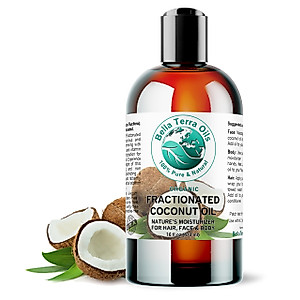 Bella Terra Oils - Liquid Organic Fractionated Coconut Oil 16 oz - Dive into Nutritional Excellence, Known for Antioxidants & MCTs, A Luxurious Treat for the Skin